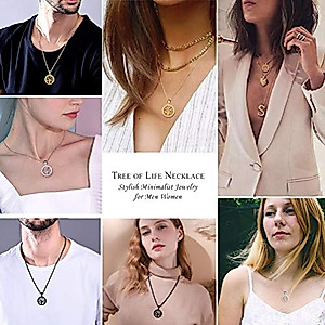 PROSTEEL Mens Necklace Tree of Life Pendant Women Gift Stainless Steel Minimalist Round Family Tree Black Necklaces for Men Jewelry