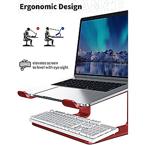 Laptop Stand for Desk Aluminum Computer Stand for Laptop Riser Holder Notebook Stand Compatible with MacBook Air Pro, Dell, HP, Lenovo Samsung, Alienware All Laptops 11-17.3” (Red)
