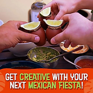 CANTAREY - 2oz Mini Clay Cups Tequila Shot Glasses, Cantaritos de Barro Mexicanos for Tequila, Margaritas, Mojitos and More, Natural Clay Shot Glasses for Taco Tuesdays, Set of 4