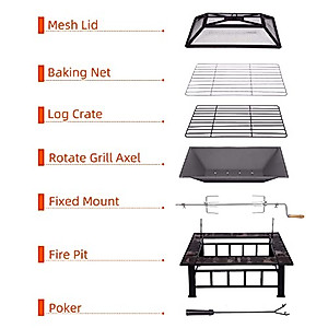 KOIECETA 37 Inch Multifunctional Fire Pits for Outside,Marble Tile Square Tabletop firepit,Backyard Garden Fireplace for Outdoor Heating, Camping,Campfires and BBQ…