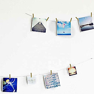 Mini Gold Clothespins - 50pcs Small Natural Wood Clothes Pin with Jute Twine for Photos Display,Gift Wrapping, Hanging Pictures Paper, Baby Clothes Pins,Small Clips for Home School Arts Crafts Decor