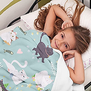 udten Cat Lover Gifts for Women Cute Cat Blanket Cat Gifts for Women Girls, Cat Throw Blanket Cat Mom Gifts for Women Birthday Mother's Day Children's Day Gifts,50"x40"