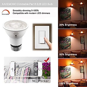 KAKEMONO PAR16 LED Bulbs Dimmable 5W Long Neck Track Spotlight,E26 Medium Base,Daylight White 5000K,Pack of 3