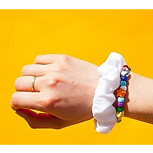 10 Pack White Cotton Scrunchies for Tie Dye Hair Elastic Hair Ties Pony Tail Holder for Party