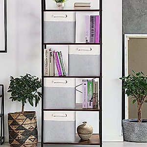 Fabric Cube Storage Boxes Foldable Storage Bins Earth-Green and Beige Patchwork Storage Baskets Cube Storage Bins with Handle Cubes Inserts Storage for Home and Office Supplies 13x13x13 cube organizer bin 3 Pcs/Pack