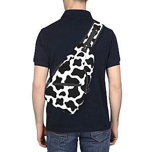 Cow Chest Sling Bag Seamless Pattern Black White Cow Print Crossbody Shoulder Backpack Adjustable Chest Rucksack Lightweight Travel Hiking Casual Daypack for Men Women Outdoors Biking Camping Shopping