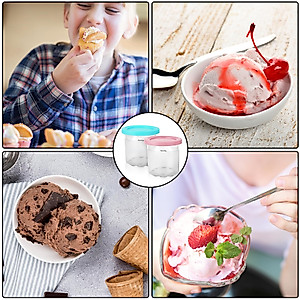 2pcs Replacement Containers for Ninja Creami Pints and Lids, Reusable Ice Cream Containers with Lids Creami Containers Compatible with NC301 NC300 NC299AMZ Series Ice Cream Maker (Pink, Blue)