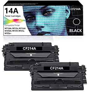 14A Black Toner Cartridge Compatible for HP Laserjet Enterprise MFP 700 M712 M712n M725 M725dn M712dn M725f M725z M712xh 14X CF214X High-Yield CF214A Black x2