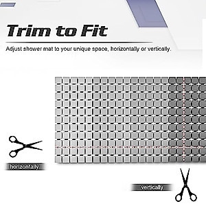 Extra Long Shower Stall Mat Non Slip Bathtub Bath Mats with Suction Cups and Drain Holes- 34 X 15.4 Inch (Gradient Gray)