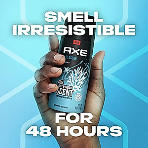 AXE Dual Action Body Spray Deodorant for Long Lasting Odor Protection Cool Ocean All Day Fresh Scent Mens Deodorant Formulated Without Aluminum 4 oz 4 count