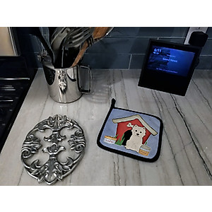 Caroline's Treasures BB2796PTHD Dog House Collection Westie Pair of Pot Holders Kitchen Heat Resistant Pot Holders Sets Oven Hot Pads for Cooking Baking BBQ, 7 1/2 x 7 1/2