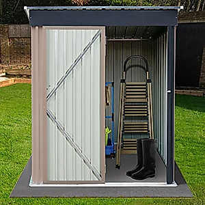 Polar Aurora 5 x 3 FT Outdoor Metal Storage Shed, Steel Garden Shed with Single Lockable Door, Tool Storage Shed for Backyard, Patio & Lawn (5 * 3 ft)