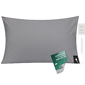 Grounding Pillowcase King with 15ft Grounding Cord Conductive Grounding Pillowcase 20x36in Silver Fiber Improve Sleep Reduce Stress Anxiety Relief Gray 1pc
