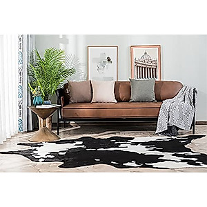 Larger Cow Print Rug Black and White Faux Hide Area Rug Faux Cowhide Rugs Animal Printed Area Rug Carpet for Home 62.2in x 86.6in/5.2 x 7.2ft