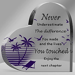 Retirement Gifts for Men Women Friends，Acrylic Heart Retirement Gift，Coworker Leaving Gifts Going Away Gift, Paperweight Keepsake for Home Table Shelf (yeshu)