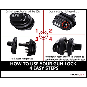 MODERNJOE'S Trigger Lock 3 Digit Combination Gun Lock (3 Pack). Lock Fits Pistols, Hand Gun, Rifles, Bb and Shotguns.