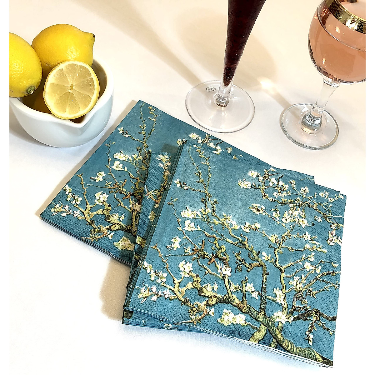 20-ct 13x13 Almond Decorative Napkins for Decoupage Floral Napkins for Mother's Father's Day Pretty Flower Napkins Fall Thanksgiving Paper Floral Lunch Dinner Cocktail Napkins Beautiful Paper Napkins