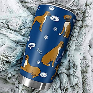 WmhrYpzhL Boxer Travel Mug Dog Pattern Coffee Mug Stainless Steel Insulated Tumbler For Ice Drinks＆Hot Beverage Gifts Boxer