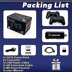 CredevZone GD10 Retro Game Console TV HD Output Plug and Play Games Stick Video Gaming Consoles Preinstalled EmuELEC 2 Controllers 64GB