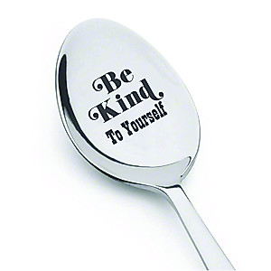 THE BASH AFFAIR Positive Affirmation Inspirational Gift For Teen Boy Girl | Be Kind To Yourself | Birthday Gift For Son Daughter/Kids Spoon Gift | Stainless Steel Spoon Gift - 7 Inch