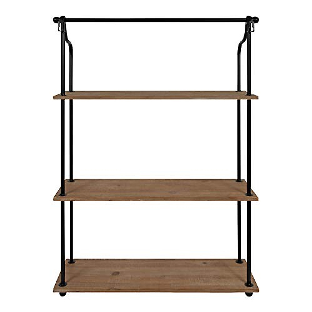 Kate and Laurel Walters Wood and Metal 3-Tier Shelving, 21" x 32", Rustic Brown and Black, Shabby-Chic Industrial Shelves for Storage and Decor