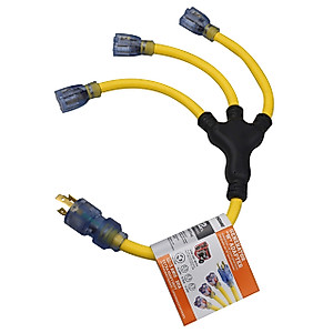 Prime GC130802, Yellow, Line Stow Adapter, 30 A, 3 12/3 AWG, 2 ft L