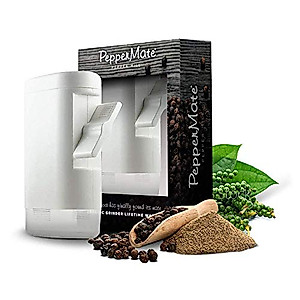 PepperMate Traditional Pepper Mill 723 - Turnkey High Volume Salt and Gourmet Peppercorn Grinder (White)
