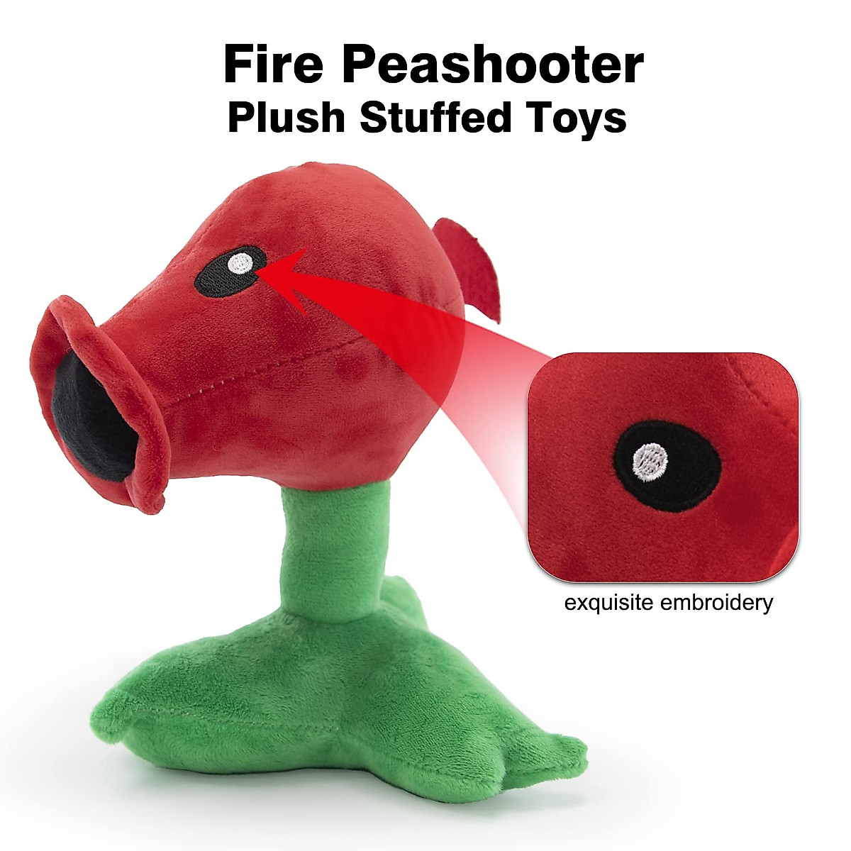 Maikerry Plants and Zombies Plush PVZ Fire Peashooter Plush Stuffed Toys Soft Doll Great Birthday Gifts for Boys and Girls