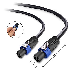 ROCMUZZK 2 Pack 30ft Pro Speakon to Speakon Cable, Pair 12AWG Patch Cords, Professional Speakon Audio Cable Cord with NL4FC Connector