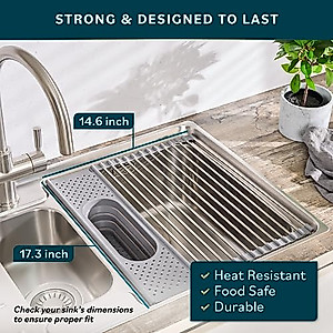 Sink Drying Rack - Roll Up Dish Drying Rack, Over The Sink Dish Drying Rack For Kitchen Sink Accessories Dish Drying Rack Over The Sink, Roll Up Dish Drying Rack Over The Sink Kitchen -17.3 x14.6 Gray