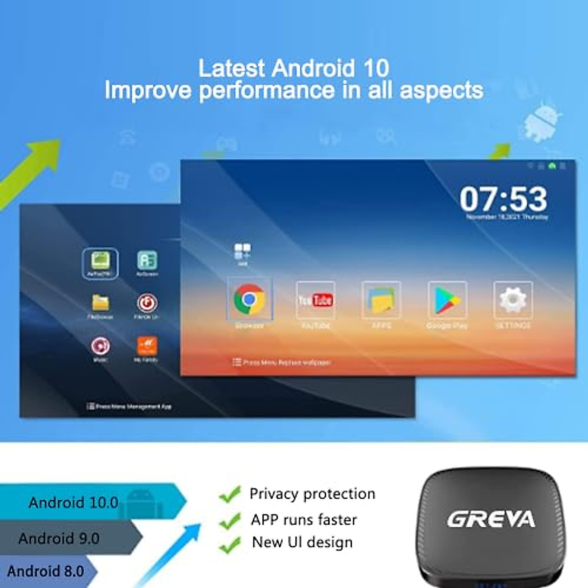 GREVA Android TV Box 10.0 4G RAM 32G ROM H616 Chip Support USB3.0 Smart TV Box Streaming Media Player