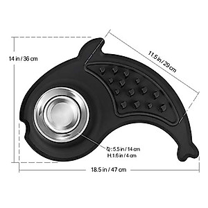 POPETPOP Slow Feeder Dog Bowl - Stainless Steel Pet Bowl with No-Slip Silicone Mat, Slow Feeding and Pet Water Bowl Set for Dogs Cats and Pets