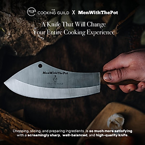The Cooking Guild x MenWithThePot Professional Cleaver Knife - 7.4" Butcher Knife Made of German Stainless Steel - Rust-Resistant Chopping Knife Heavy Duty Meat Cleaver