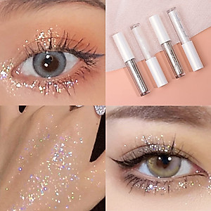 Erinde Liquid Glitter Eyeshadow, White Eyeshadow Stick, 12PCS White Eyeliner Pencil