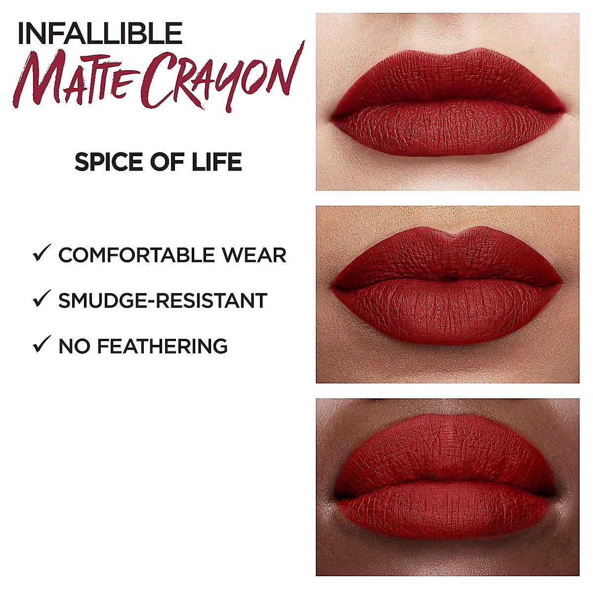L’Oréal Paris Infallible Matte Lip Crayon, Spice Of Life (Packaging May Vary)