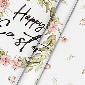 Horaldaily Easter Tablecloth 60x84 Inch, Spring Flower Buffalo Plaid Bunny Ear Table Cover for Party Picnic Dinner Decor