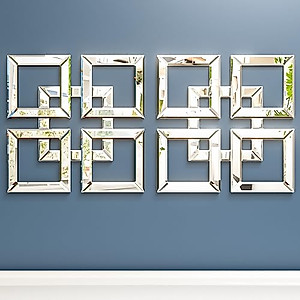 NEUWEABY 2 Pack Silver Mirrored Wall Decor 16" x16” Decorative Mirror DIY Wall-Mounted Mirrors Modern Square Gorgeous Accent Mirror Glam Decor Mirror Vintage Decor Chic Mirror for Room Home Decor