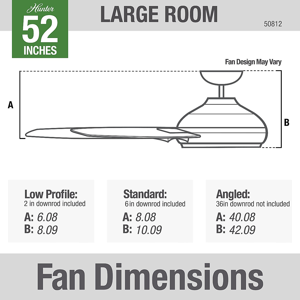 Hunter Fan Company 50812 Presto Ceiling Fan, 52, Matte Nickel