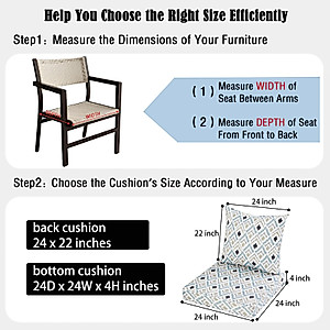 idee-home Outdoor Cushions for Patio Furniture, Outdoor Seat Cushions 24 x 24 with Fade Resistant Waterproof Removable Cover, Deep Seat Replacement Couch Sofa Chair Cushions for Yard Garden