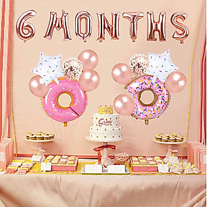 Donut Theme 6 Months Birthday Party Decorations Half Year Birthday Suppliers Set for Girls 1/2 Year Birthday Party 6 Months Balloons, Donut Balloons One Half Year Birthday Baby Shower Party (Donut)
