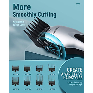 SUPRENT Hair Clippers for Men,All-Steel Self-Sharp Blade Cordless Hair Clippers Set, Long Service Life and Low Noise Hair Trimmer, with LED Display Hair Cutting Kit for Family(Silver）