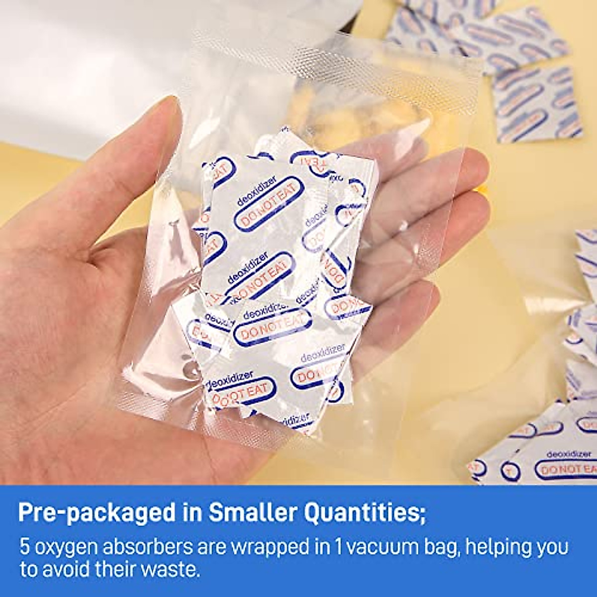 VXYW 50 Packets 300cc Oxygen Absorbers for Food Storage, Food Grade Individually Wrapped O2 Absorbers for Mylar Bags Mason Jars (5 Packets of 10 Bags)