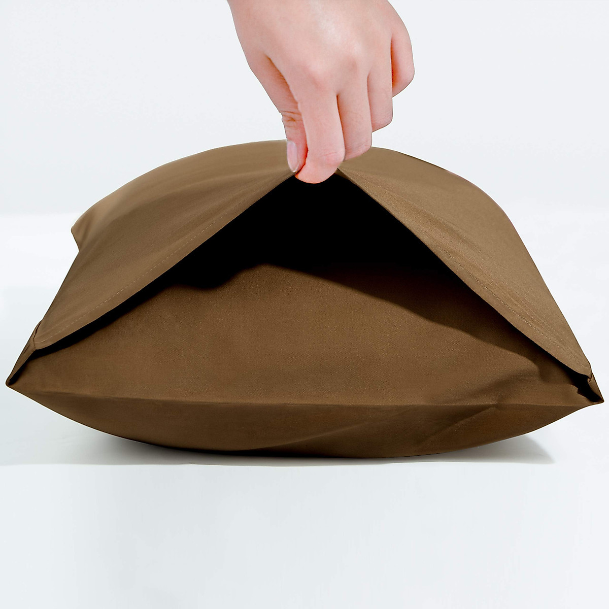 NTBAY Egyptian Cotton Queen Pillowcases - Set of 2, 500 Thread Count Cotton Pillowcases - Soft and Breathable Envelope Closure Pillow Cases - 20x30 Pillow Covers for Bed, Brown