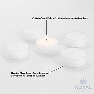 Royal Imports Tea Light Candles, Clear Plastic Cup Unscented TeaLights, 5 hours Long Burn Time for Wedding, Holiday, Birthday, Parties, Home Decor, 125 Pack