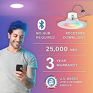 Sengled Smart Recessed Lighting 5/6 inch, LED Can Lights Retrofit Recessed Lighting Work with Alexa, 940LM Smart LED Downlight ‎Multicolor Dimmable, Baffle Trim, Bluetooth No Hub Required, 4 Pack
