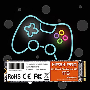 MMOMENT MP34 PRO 1TB PCIe Gen3 NVMe M.2 2280 Internal Solid State Drive, Gen3.0X4, Read Speed up to 3500MB/s, for Laptop, Desktop and Gaming