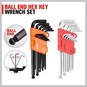 HORUSDY Ratcheting Wrench Set | 48-Piece | Cr-V Steel | 72 Teeth Ratchet Wrench 6-18mm & SAE 1/4-3/4" | with Roll Up Pouch and Allen Wrench