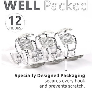 Crystal Shower Curtain Hooks Rings: Bling Glitter Sparkle Shiny Clear Diamond Decorative Shower Curtain Hooks - Luxury Fancy Glam Square Rhinestones Curtain Rings & Hangers for Bathroom - Set of 12