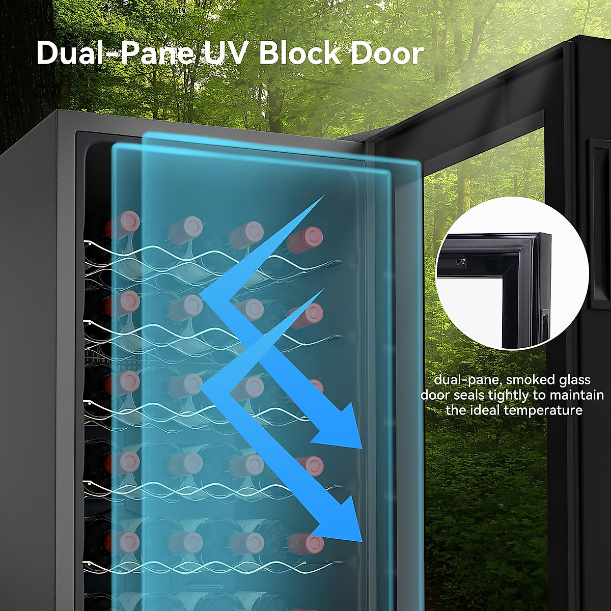 Kerilyn 32 Bottle Wine Fridge, 2.75Cu.Ft./78L Thermoelectric Free Standing Wine Cooler Refrigerator with Interior LED Light, 54°F - 66°F Digital Temperature Control Wine Refrigerator For Red Wine