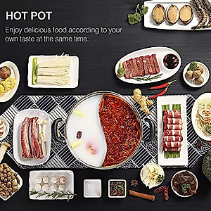 Hot Pot with Divider, Shabu Shabu Hot Pots Food Grade Stainless Steel Chinese Dual Sided Pot Set for Induction Cooktop Gas Stove
